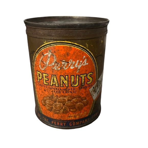 Perry’s Peanuts | Accents | Rare Vintage Aged Perrys Peanuts Metal Tin ...